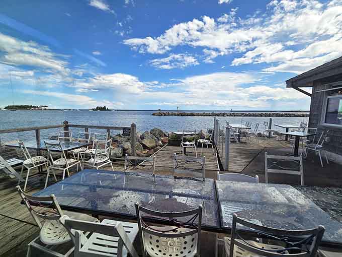 Enjoy stunning views of Lake Superior from every seat, framed by expansive floor-to-ceiling windows.