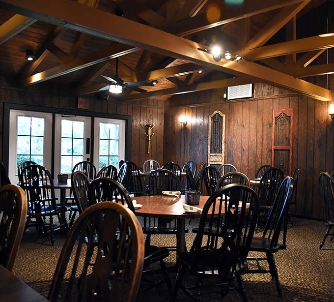 Windsor-back chairs and wooden tables create an unpretentious setting where the food, not the furniture, remains the center of attention.