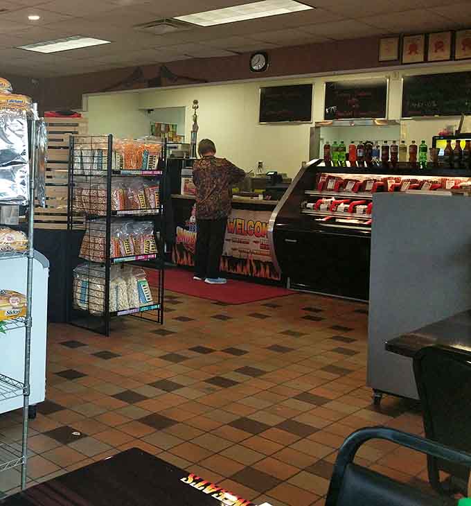 The counter area where orders happen and freezers full of meat await, this is where barbecue dreams begin and hungry decisions get made.