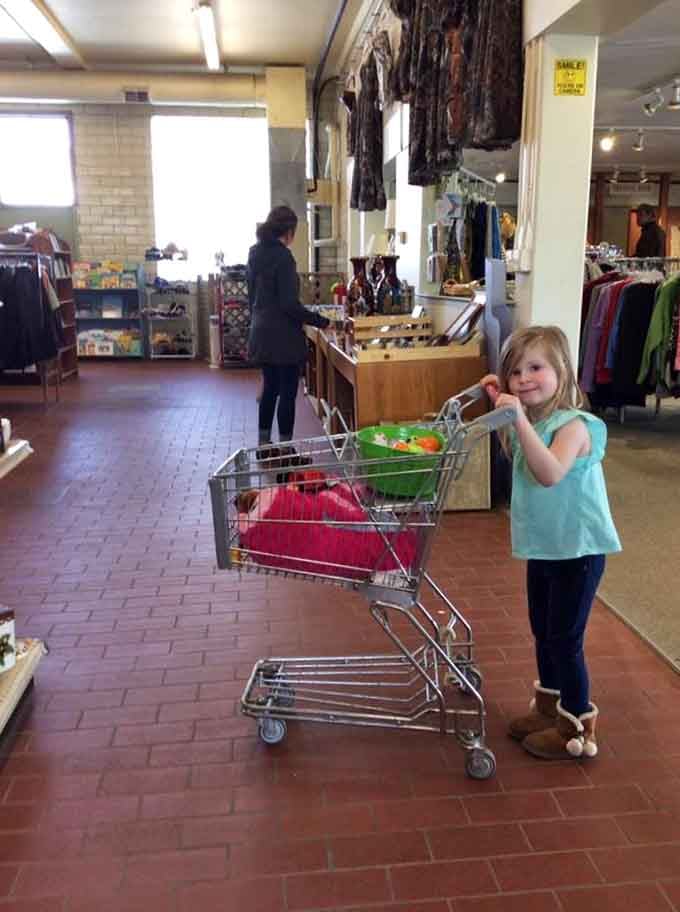 Young shoppers learn early that the thrill of the hunt knows no age limit, pushing carts with the determination of seasoned bargain hunters.