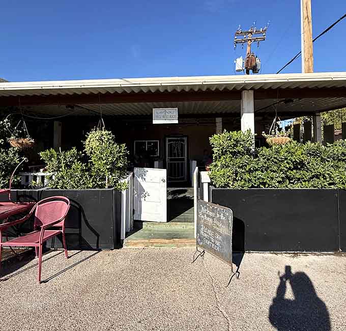 The front entrance welcomes you with string lights and the promise of a meal that'll make your morning infinitely better.
