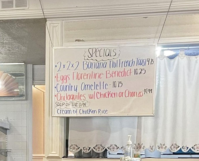 Daily specials written by hand signal a kitchen that keeps things fresh and interesting for regulars.