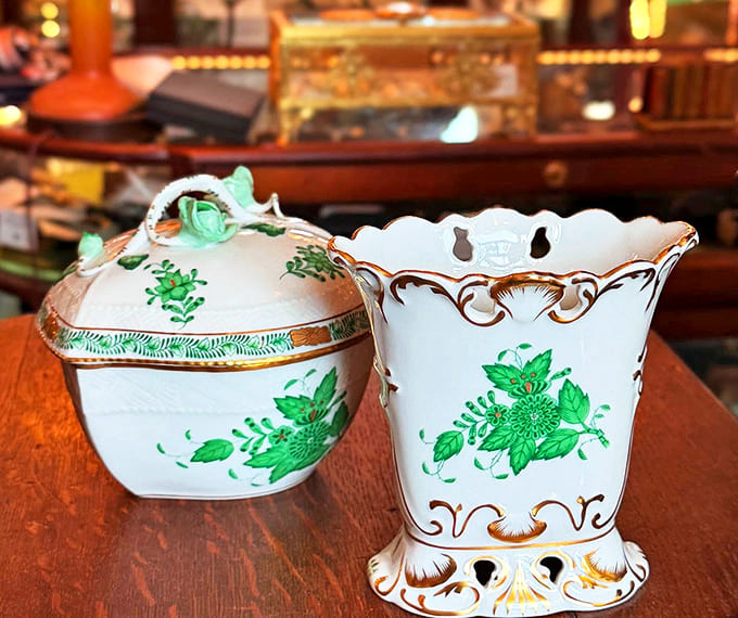 Delicate porcelain that has survived centuries of careful handling &ndash; each piece a testament to both artistry and durability.