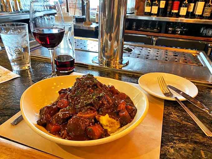 Beef Bourguignon that would make Julia Child proud &ndash; tender chunks of beef swimming in a wine-rich sauce that demands to be sopped up with crusty bread.