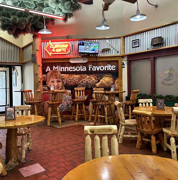 Diners settle in at wooden tables, probably wondering why every gas station can't be this good.