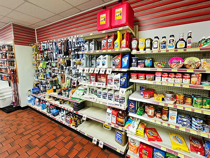 The merchandise section offers everything from road trip essentials to impulse buys you'll justify later, because you're on vacation.