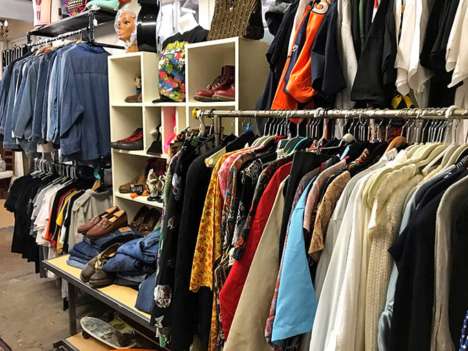 Clothes: Fashion through the decades hangs in colorful rows &ndash; each garment waiting for its second act in someone's modern wardrobe.