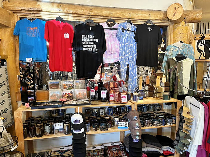 Local merchandise and Coffee Pot gear let you take home a piece of the experience, from t-shirts to Southwestern treasures.