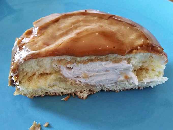 Cream Filling: Cut into this golden-glazed beauty to reveal the secret treasure inside &ndash; a cloud of vanilla cream.