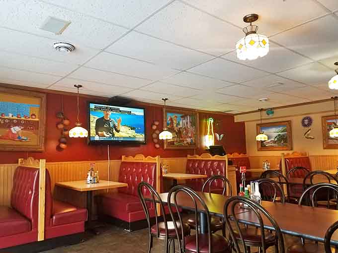 The warm color palette and comfortable seating create an atmosphere that invites you to relax and enjoy.