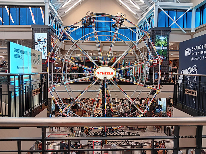 The magnificent Ferris wheel stands as Scheels' crown jewel, offering riders a unique perspective on this retail wonderland.