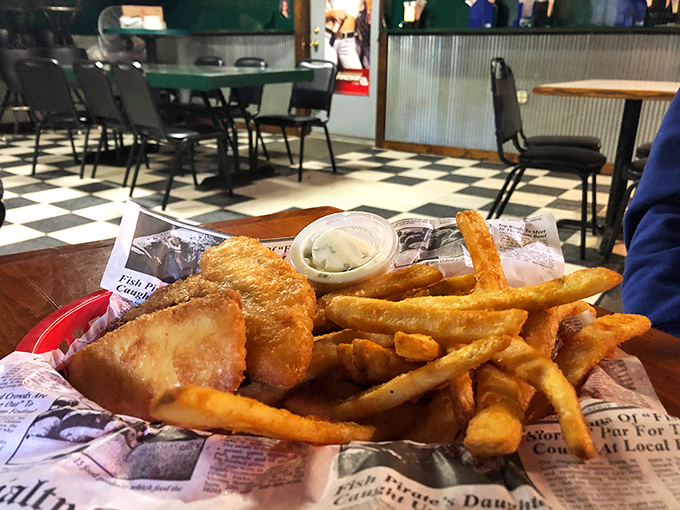 The catch of the day! These golden-fried morsels are the Rolls-Royce of fish and chips.