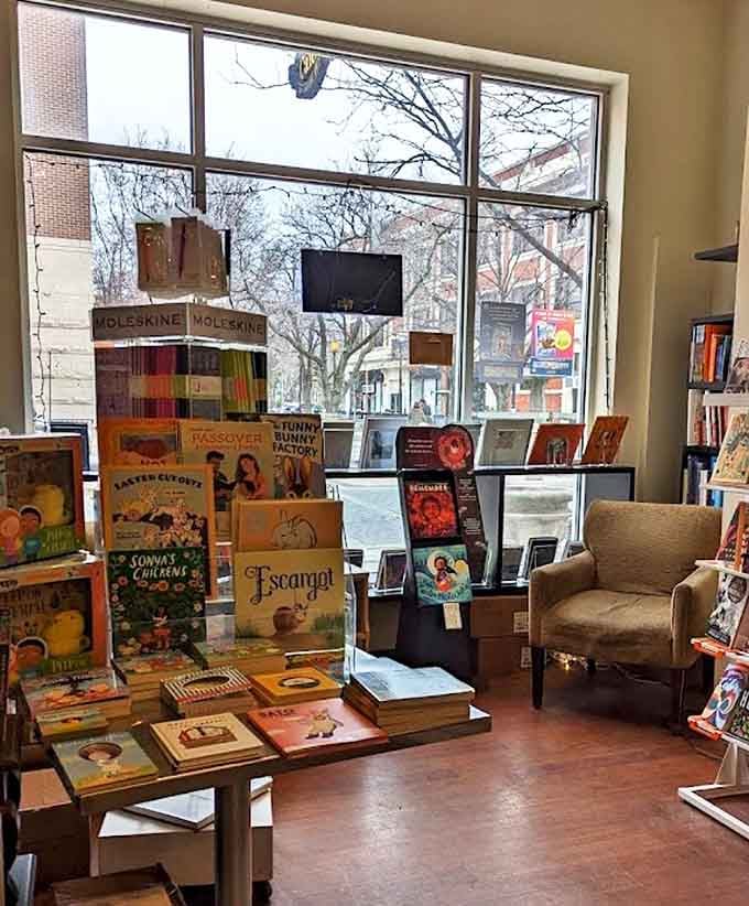 Sunlight streams through the front windows, illuminating a carefully curated children's section that nurtures young imaginations.