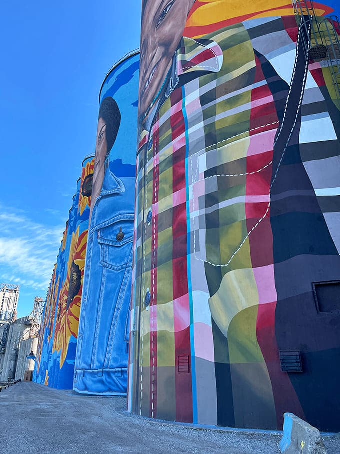 Looking up at these towering portraits, you get a sense of the scale that photos simply can't capture adequately.