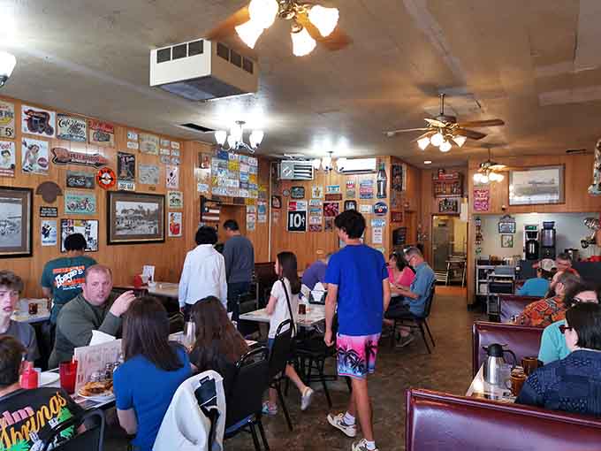 The mix of families, friends, and regulars filling the dining room proves that great food brings everyone together, regardless of age or background.