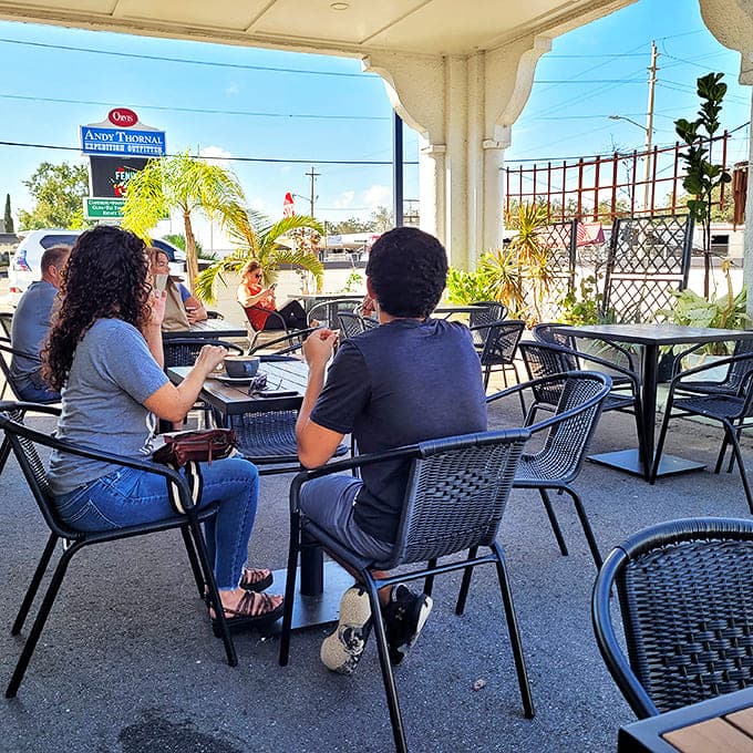The outdoor seating area isn't just tables and chairs&mdash;it's Winter Haven's living room, where strangers become friends over shared appreciation of exceptional bread.