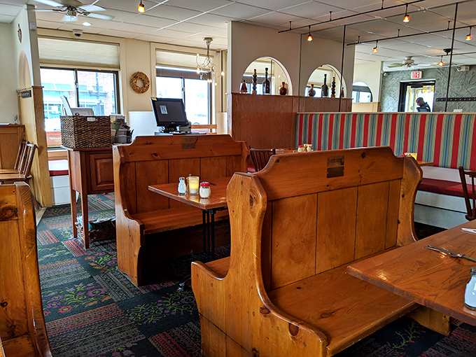 The host stand welcomes guests into a world where Italian tradition meets Maine's seafood bounty in delicious, unexpected ways.