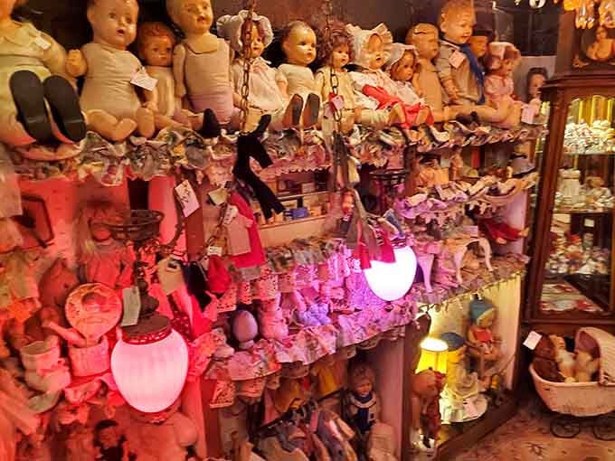 Porcelain dolls with hand-painted faces represent craftsmanship that's increasingly rare, each one a small work of art that once brought joy to a child.