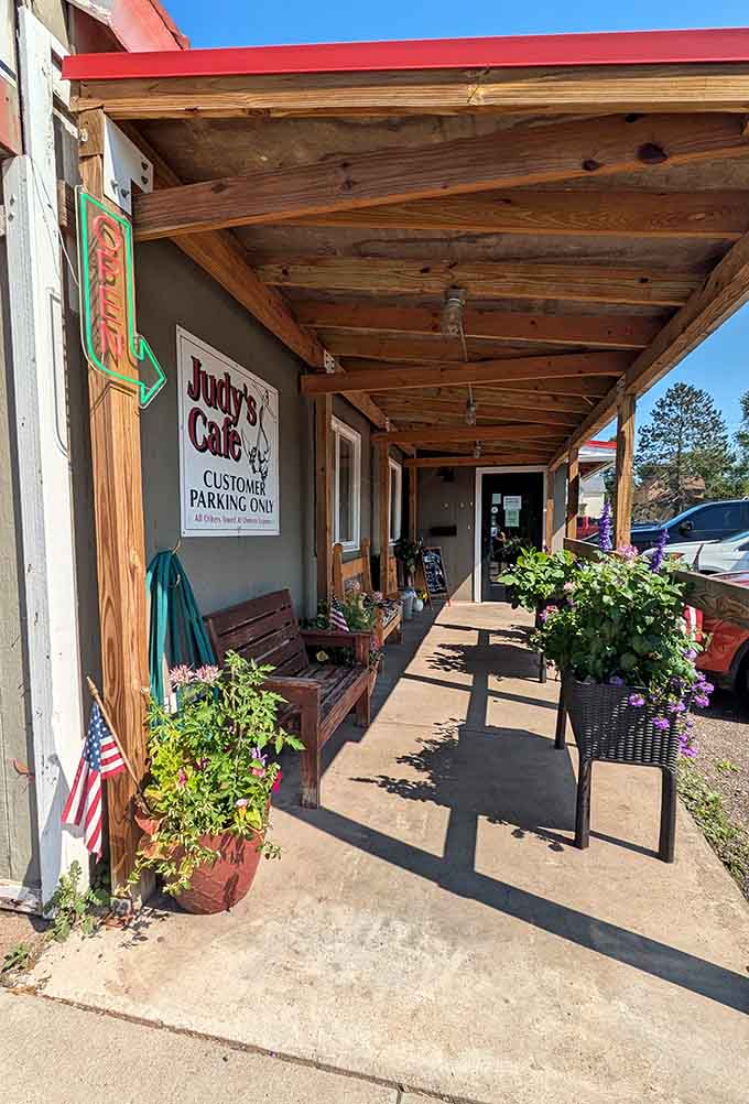 Those outdoor benches under the wooden awning are perfect for enjoying your coffee while watching small-town Minnesota life unfold around you.