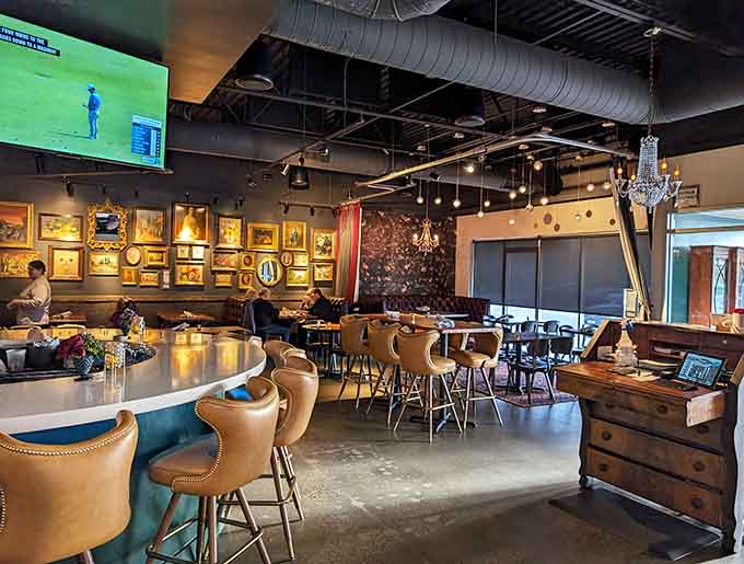 Industrial elements like exposed ductwork blend seamlessly with elegant touches, proving that casual and upscale can absolutely coexist in harmony.