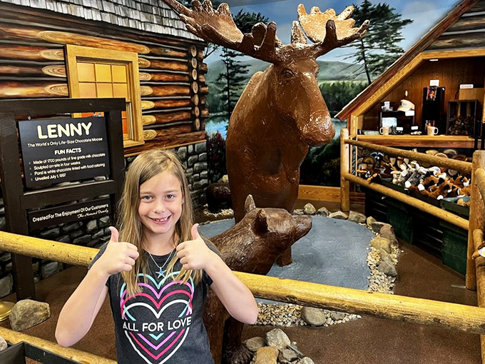 Meet Lenny, the 1,700-pound chocolate moose that's been stopping traffic and dropping jaws since 1997 &ndash; no photography filters needed!