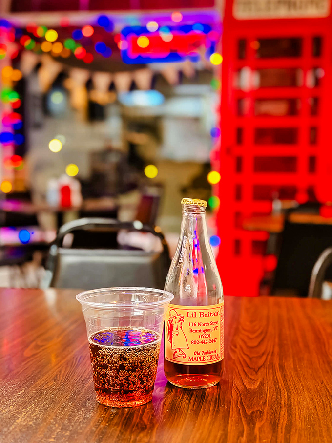Their house-made maple cream soda comes in charming glass bottles &ndash; a sweet Vermont twist that somehow pairs perfectly with savory British classics.