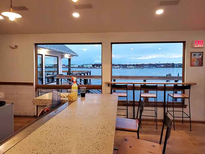 Clean lines and harbor views from every angle mean there's really no bad seat in this house of crab roll dreams.