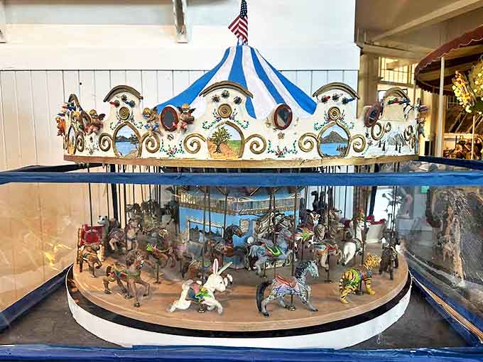 Good things come in small packages &ndash; this miniature carousel demonstrates the same artistic principles as its full-sized cousins, just in pocket format!