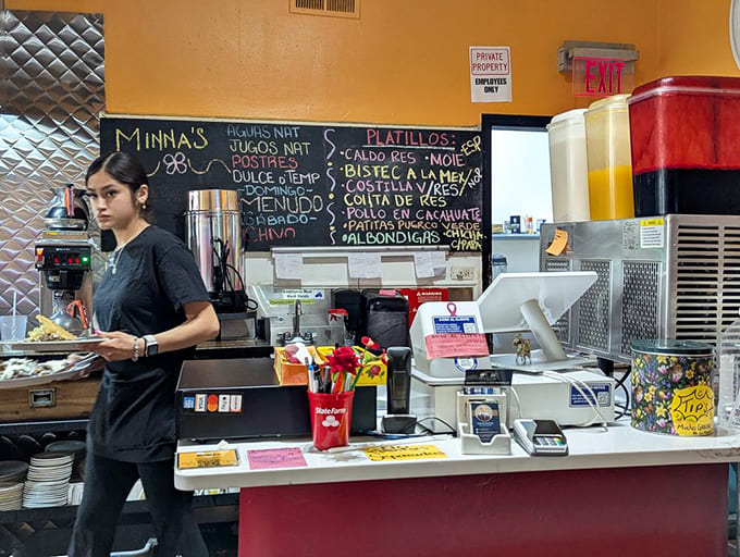 The counter where orders are taken and culinary dreams begin their journey to reality.