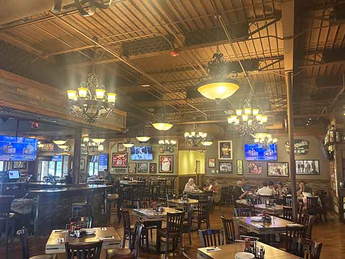Clean, comfortable interior with vintage beer signs and plenty of TVs, perfect for catching the game with your meal.