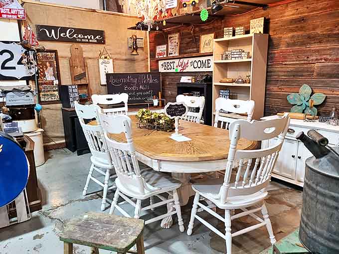 Farmhouse-style furniture with that perfectly distressed finish shows that shabby chic isn't new, it's just vintage with better marketing.