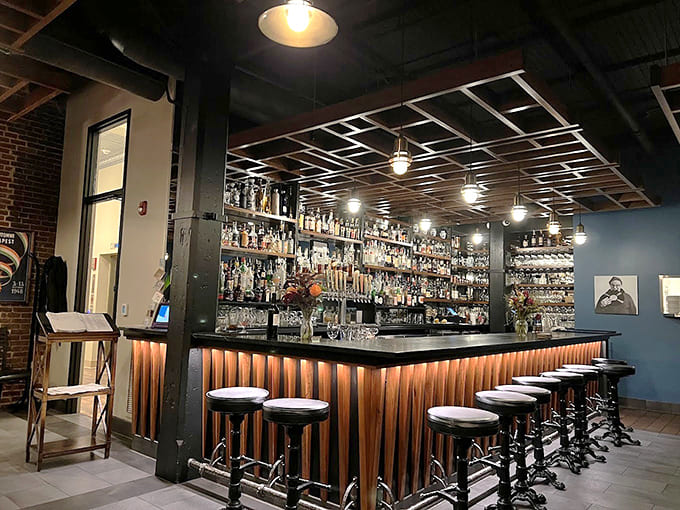 A well-stocked bar that promises craft cocktails and carefully selected wines to complement whatever culinary adventure you're embarking on.