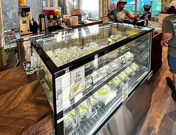 The glass case of temptation draws customers in like moths to a very sweet, very tangy flame of Key lime delights.