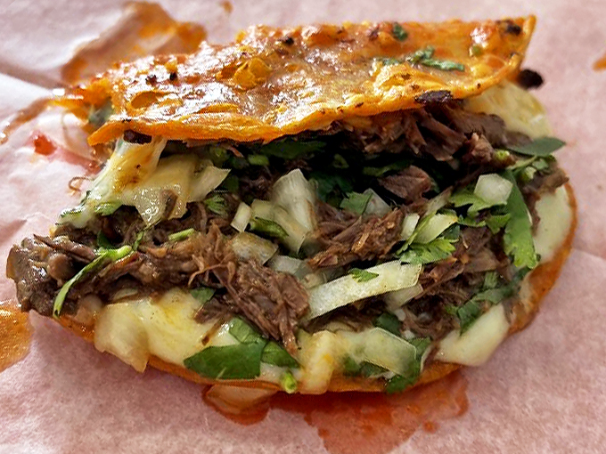 Meet the quesabirria: part quesadilla, part birria, all delicious. It's like a flavor explosion wrapped in a tortilla hug. Napkins required, but totally worth it!