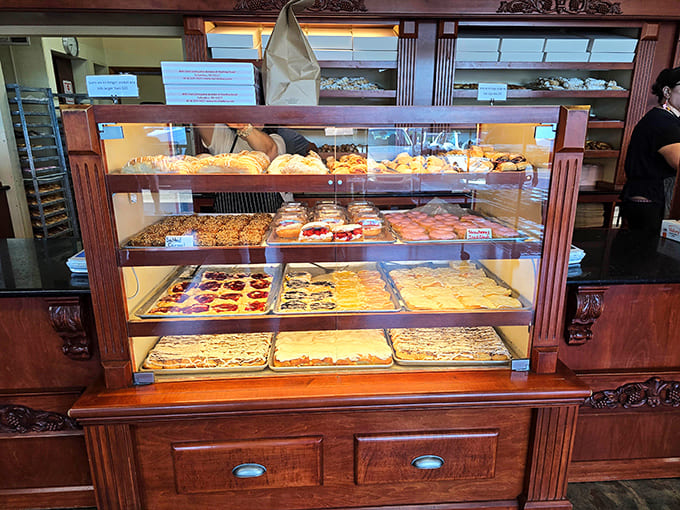 This display case is like a museum, except you're encouraged to take the exhibits home and eat them immediately.