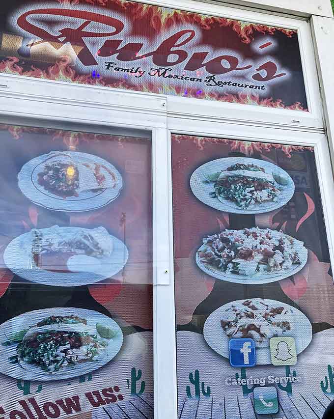 Window advertisements showcase the beautiful dishes waiting inside, making it nearly impossible to just walk past without ordering.