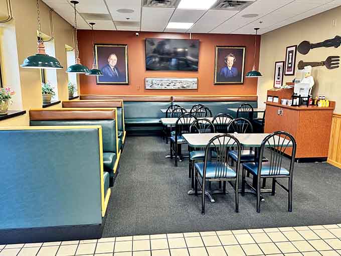 Cozy booths and tables provide intimate spaces for conversations over exceptional food and good company.