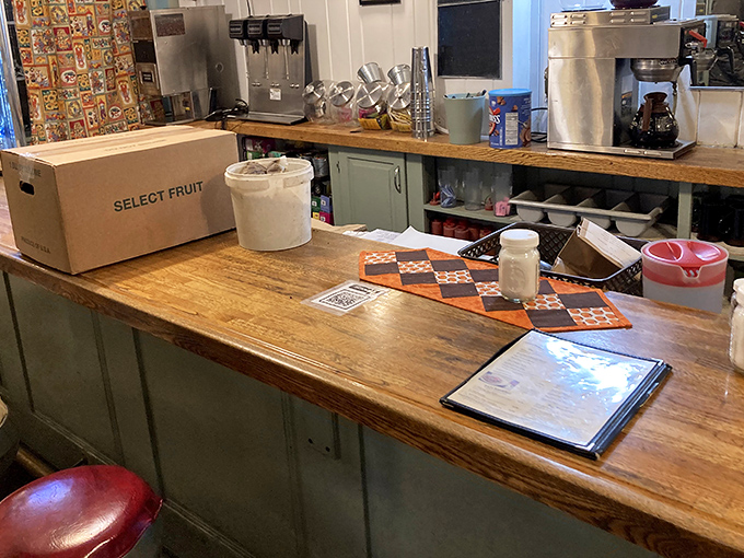 Where the magic happens &ndash; this service counter has witnessed countless coffee refills and friendly exchanges.