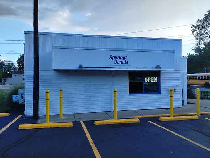Even the parking lot looks inviting when you know what's waiting inside those doors, just steps away from donut paradise.