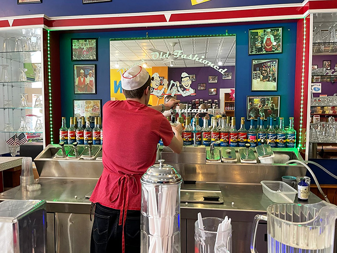 A colorful manifesto of sweetness that proudly declares allegiance to local ingredients and hand-mixed fountain sodas.