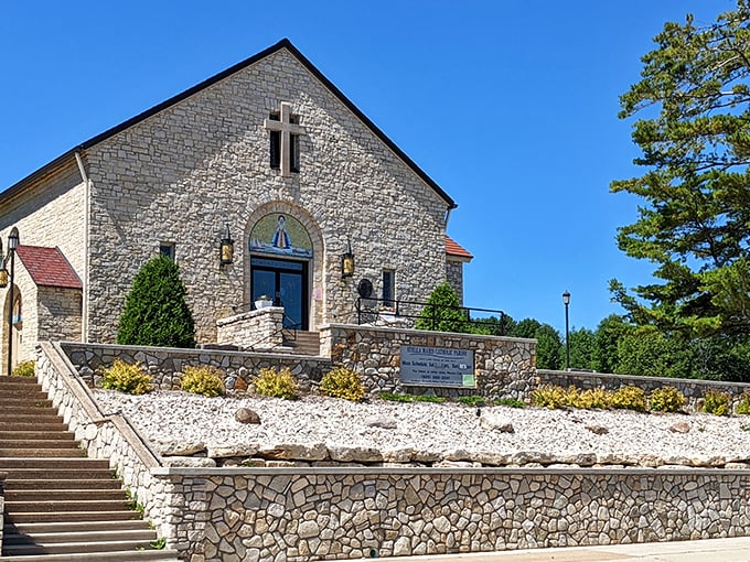 This beautiful stone church stands as a spiritual landmark, its craftsmanship reflecting the peninsula's enduring community values.