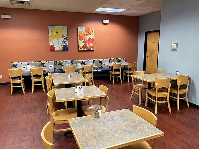 A dining area that invites you to actually sit and savor rather than just grab and dash like some pastry bandit.