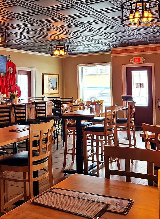 Thoughtful lighting and comfortable seating create an inviting space where you'll want to linger long after your plate is clean.