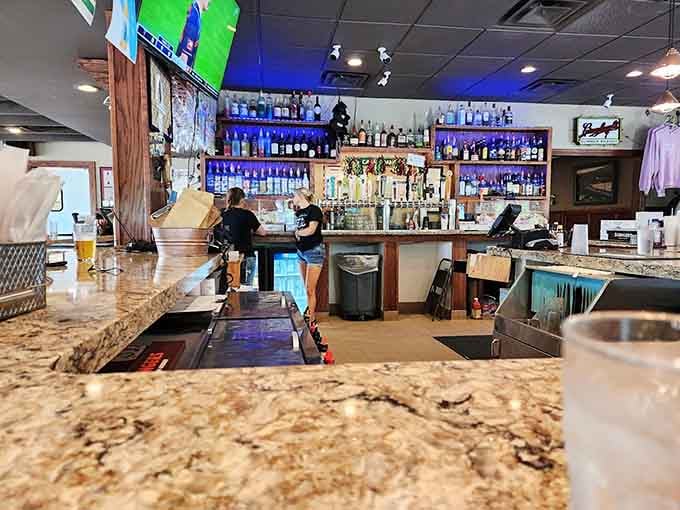 Multiple screens and comfortable seating make this the ideal spot to catch the game while working through the appetizer menu.