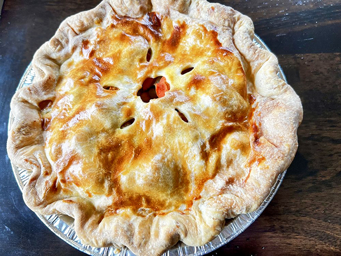 Golden, flaky, and vented with artistic precision&mdash;this savory pie promises comfort with every steam-releasing sigh from its perfectly crimped crust.