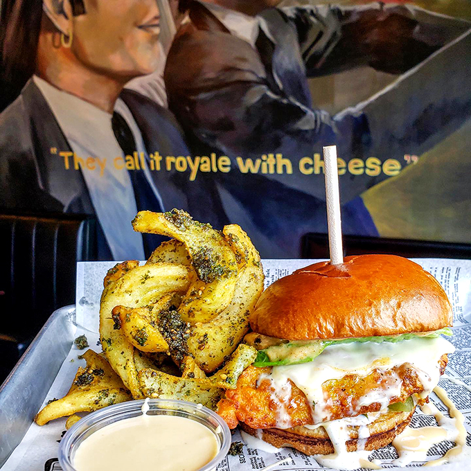 A sandwich so cool, it doesn't even dance. But those fries? They're doing the twist all night long.