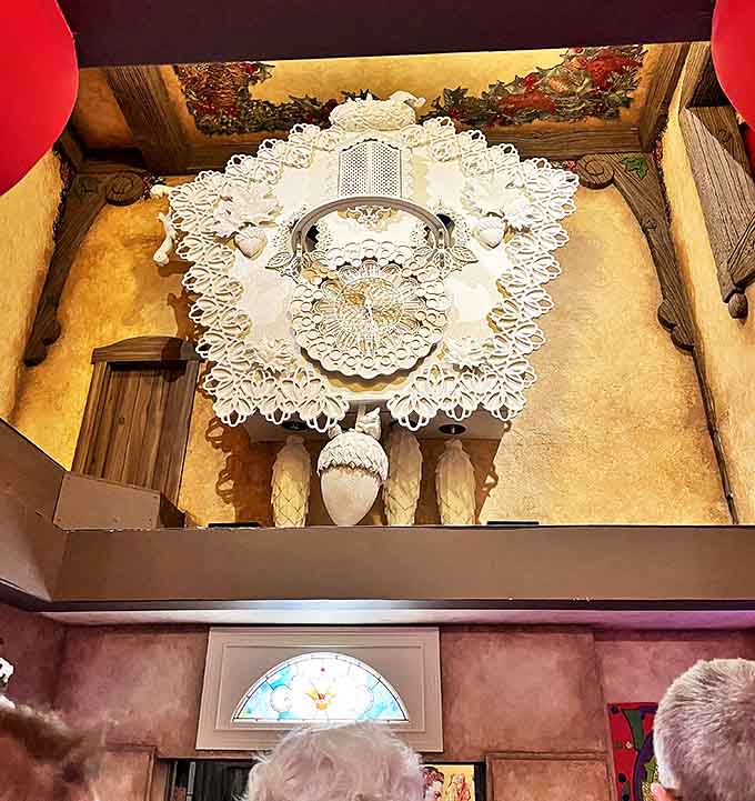 This ornate timepiece seems to count down to a Christmas that never ends &ndash; punctuality with a side of perpetual holiday cheer.