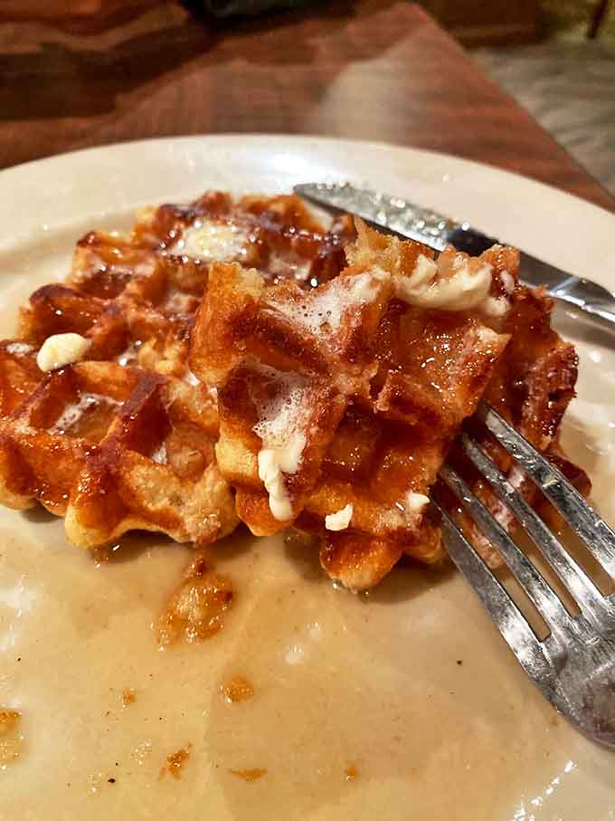 Waffles with the perfect grid pattern &ndash; nature's way of ensuring your syrup has somewhere to pool while you contemplate a second helping.