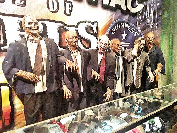 Walking Dead Statue: These corporate zombies look like they just came from a board meeting where brains were definitely on the menu.