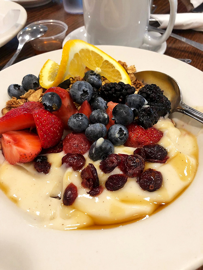 A breakfast bowl that's both virtuous and indulgent&mdash;fresh berries, creamy yogurt, and granola living in perfect harmony.